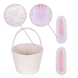 CubesLand Easter Bunny Basket Easter Buckets for Kids with Ear, Easter Egg Hunt Basket Bags Easter Gifts for Girls Baby Kids Children Pink White 9.8 x 7.8 x 7.8”