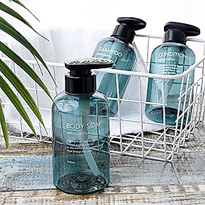 Shampoo and Conditioner Dispenser Bathroom Pump Ocean Blue Bottles Refillable Cosmetic Pump Dispensers 3pcs 10.6oz 300ml Bottle for Travel