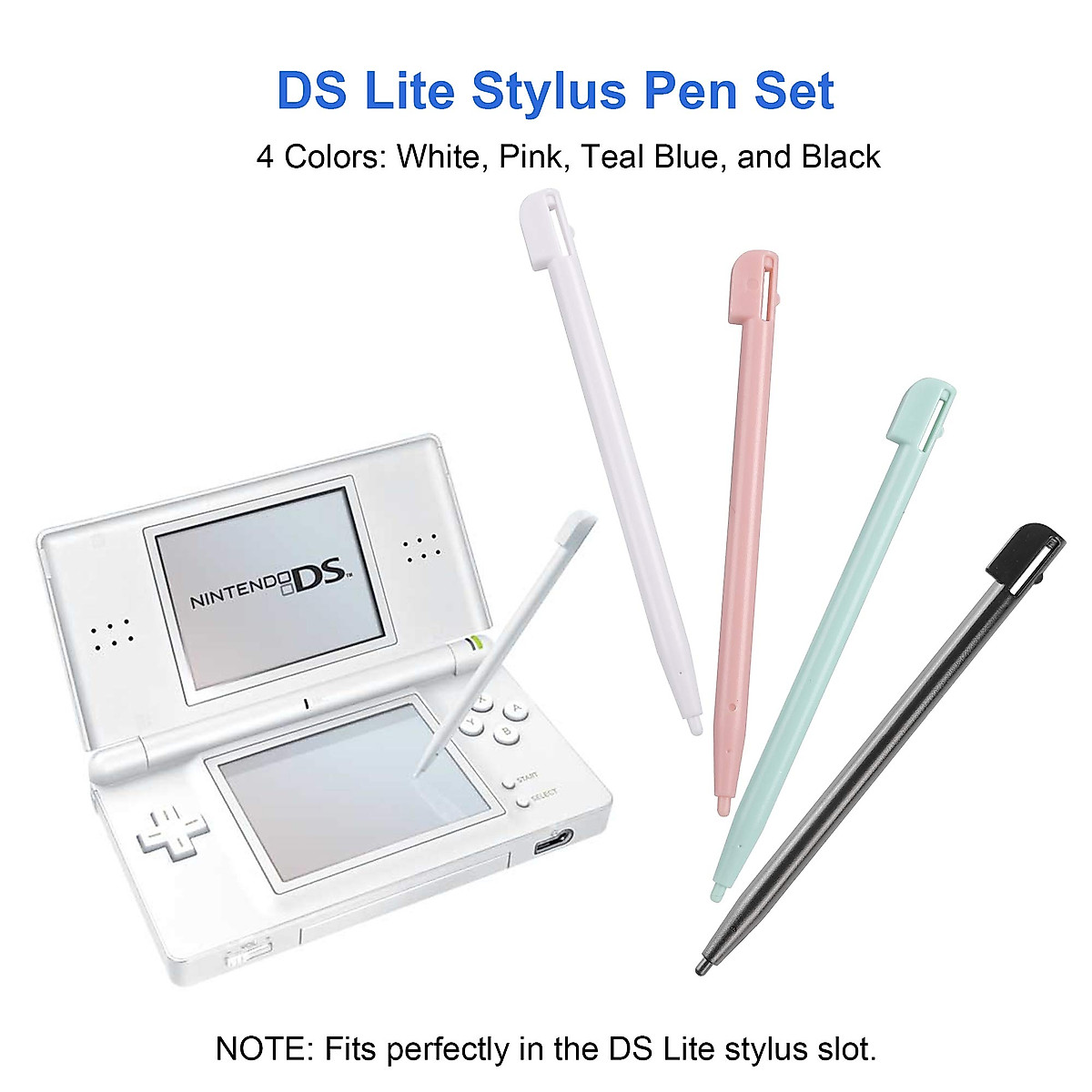 CSTESVN DS Lite USB Charger Cable Kit, 2 Pcs 3.9ft Charging Cord and 4 Stylus Pen Compatible with Nintendo DS Lite (ONLY for NDSL, NOT for 3DS, 2DS, DSi, DS)