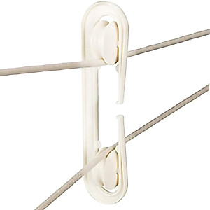 AACGIN 2 Pack Clothesline Tightener Plastic Clothesline Pulley Prevents Tangling and Twisting Clotheslines S-Shaped Clothes Line Tensioners for Long Clothesline and Heavy Duty - Off-White