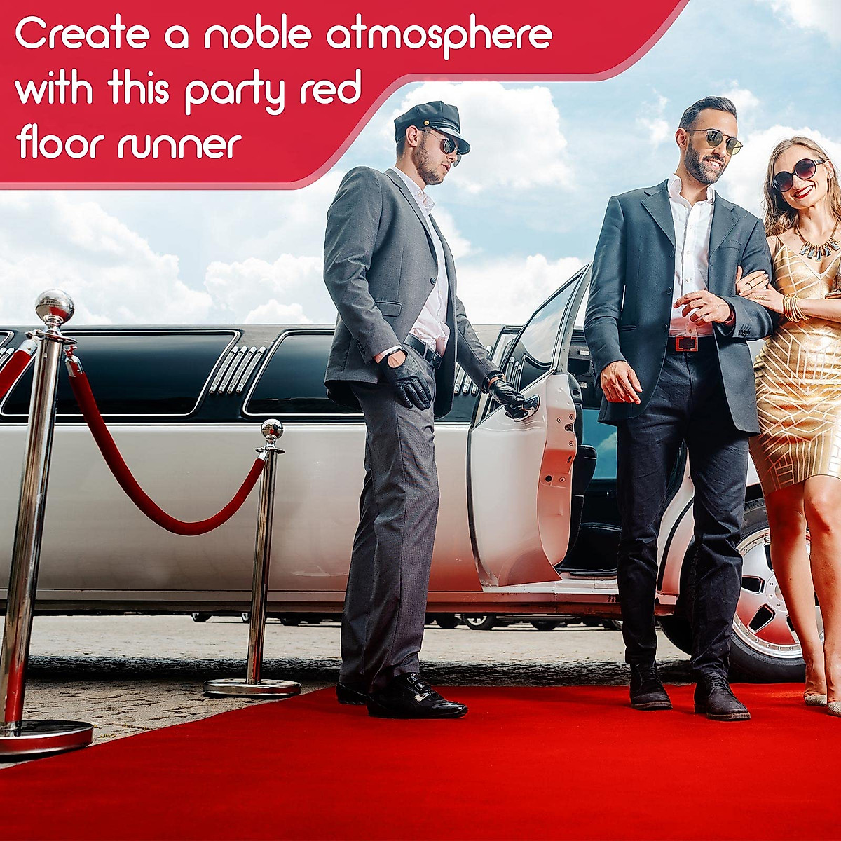 Boao Neoprene Carpet Runner Reusable Plastic Floor Runner Non Slip Rubber Backed Runner Rugs for Hallway Aisle Runner Carpet Roll for Wedding Party Decor Prom Business Outdoor (Red, 10 x 2.3 Ft)