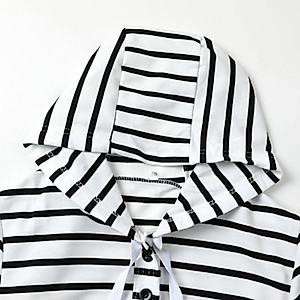 Padaleks Women's Long Sleeve Striped Zip Up Sweatshirt Hoodies Stylish Loose Fit Casual Pullover Tops Outerwear