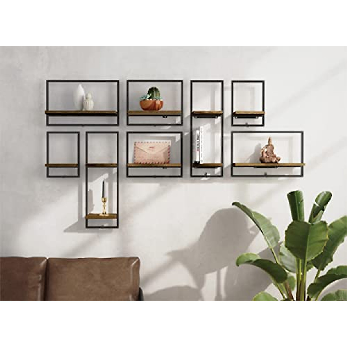 Cocoyard Floating Shelves, Wall Mounted Shelf, Set of 2. Modular Wall Shelf Set. Perfect for Living Room Bedroom Bathroom. Great Gift Ideas for Plant Lovers (Black, 8.1" W x 4.9" D x 23.6" H)