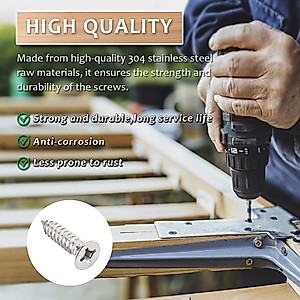 RoyceMart #10 x 3/4" (100 pcs) Stainless Flat Head Phillips Drive Sheet Metal Tek Screws, 304 (18-8) Stainless Steel Screw for Wood, Countersunk Head Wood Screw, Self Tapping Screws