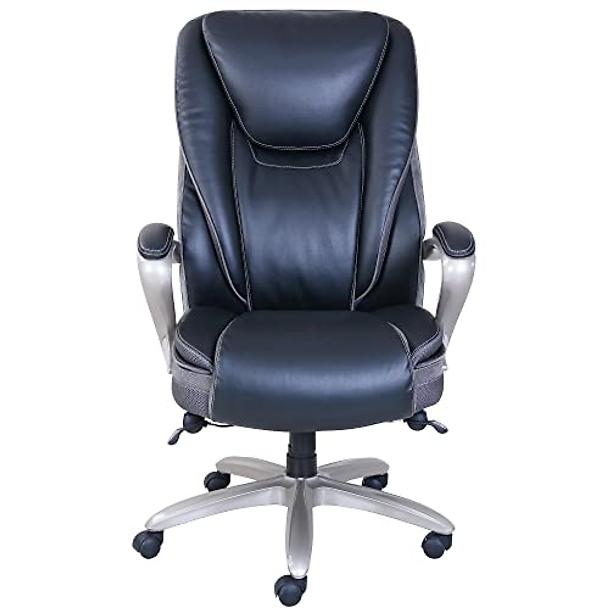 Serta® Smart Layers™ Hensley Big & Tall Ergonomic Bonded Leather High-Back Chair, Black/Silver
