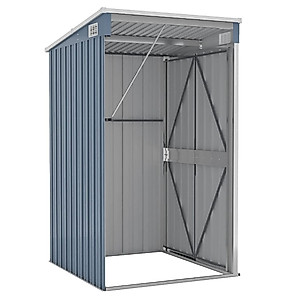 GOLINPEILO Metal Wall-Mounted Garden Shed, Metal Outdoor Storage Cabinet with Double Doors, Waterproof Tool Shed, Backyard Steel House for Garden, Patio, Lawn, Gray 46.5"x39.4"x70.1"