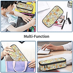 Igneinf Funny Animal Compartment Pencil Case Durable With Zipper Pencil Pouch For Office Boys Girls Teenagers