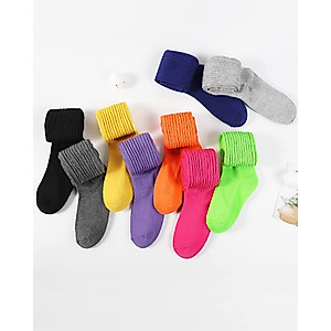 JOCMIC Slouch Socks for Women, Extra Long Women Scrunch Socks, White Stacked Socks Size 6-11 Grey