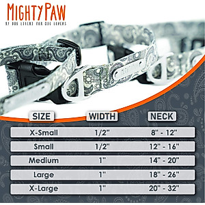 Mighty Paw Grey Paisley Designer Collar - Patterned Collar - Soft Polyester Webbing - Heavy-Duty Hardware - Premium Weather-Resistant Dog Collar - Adjustable Collar for All Dog Breeds - Medium