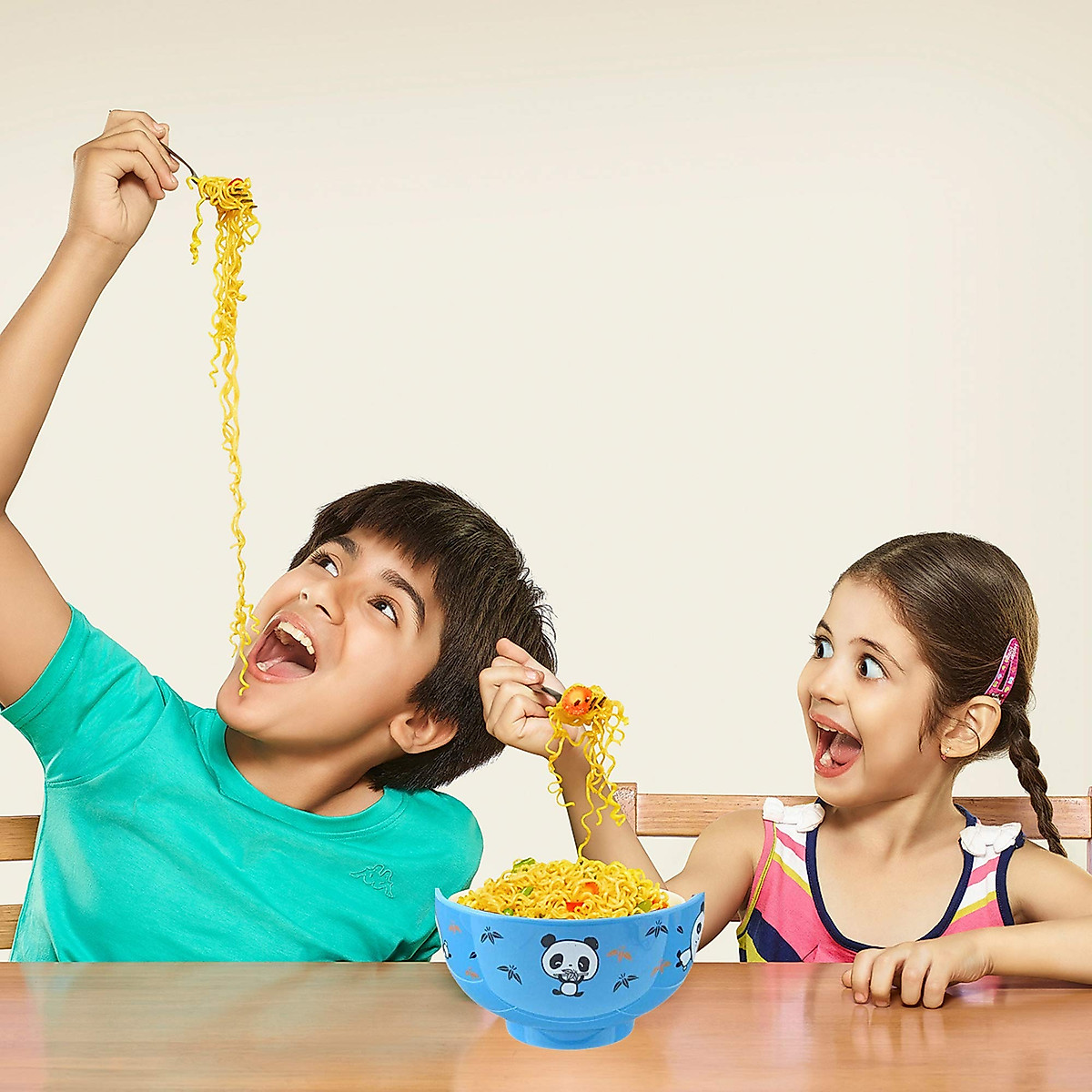 Needzo Small Blue Panda Appetizer Bowl Set, Japanese Dishes for Rice, Ramen, Soup, 3.75 x 2.75 Inches, Set of 2