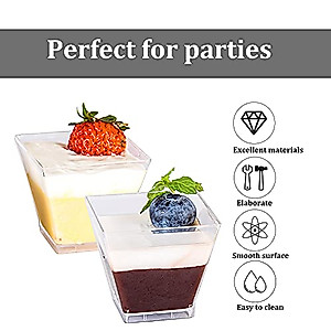 Jnnzzggu 50Pcs Square Mini Plastic Dessert Cups,3.5Oz Clear Plastic Parfait Appetizer Cup for Desserts,Appetizers,Ice Cream