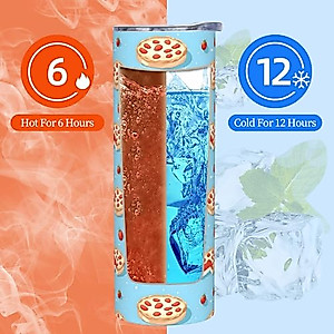 Tangopi Pizza 20 oz Tumbler with Lid and Straw Insulated Travel Coffee Mug Reusable Spill Proof Coffee Cups Stainless Steel Water Bottle for Hot and Cold Drinks