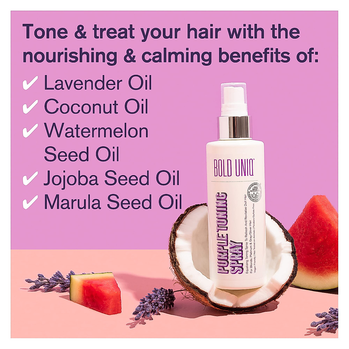 Blonde Toner Spray. Purple Leave In Toning Hair Treatment to Remove Brassy Surface Tones in Blonde, Platinum & Gray/Silver Hair. Paraben & Sulfate Free-PETA Approved Cruelty-free.