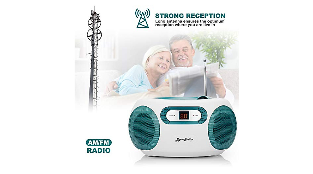 BYRONSTATICS Portable CD Boombox with Radio & Aux-in | Easy Travel