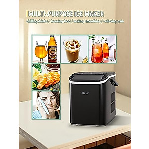 WANAI Ice Maker Countertop Portable Ice Maker Machine Self-Cleaning 26lbs/6-8Mins/24Hrs Ice Machine with Two Ice Cube Sizes and Scoop & Basket for Home/Office/Bar/RV Use