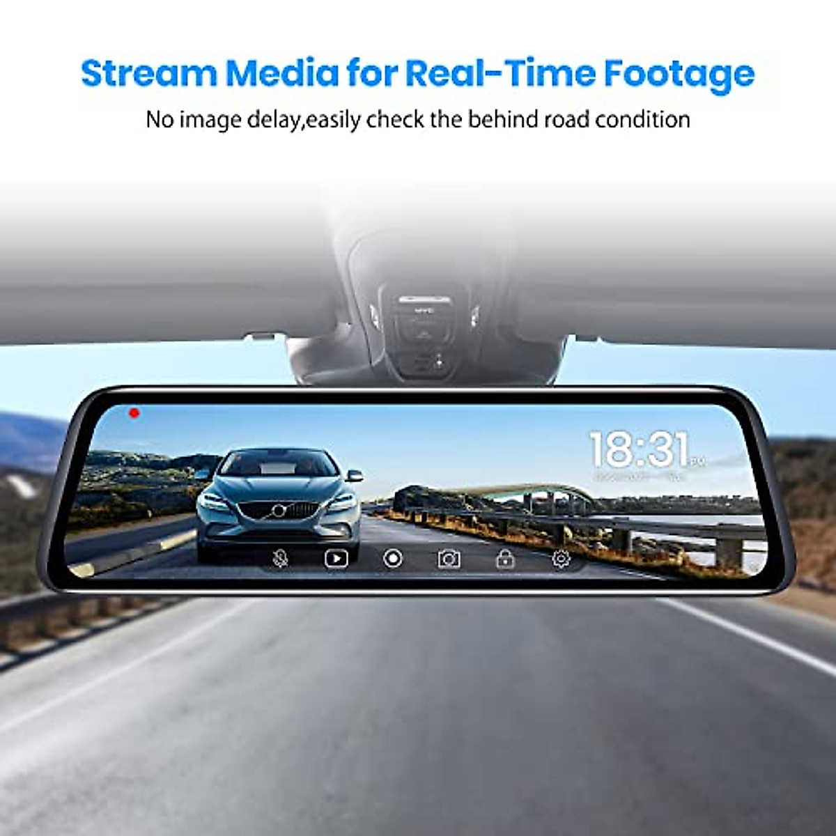 AUTO-VOX T9 OEM Look Rear View Mirror Backup Camera with Neat Wiring, 9.35''Full Touch Screen Stream Media Monitor with Back Up Camera System, 1080P Super Night Vision Reverse Camera for Car/Trucks