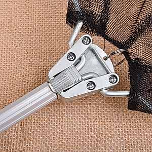 Conskyee Folding Fishing Landing Net, Portable Fishing Dip Net for Fly Fishing Trout Bass Catch, Aluminum Alloy Handle Durable Nylon Mesh