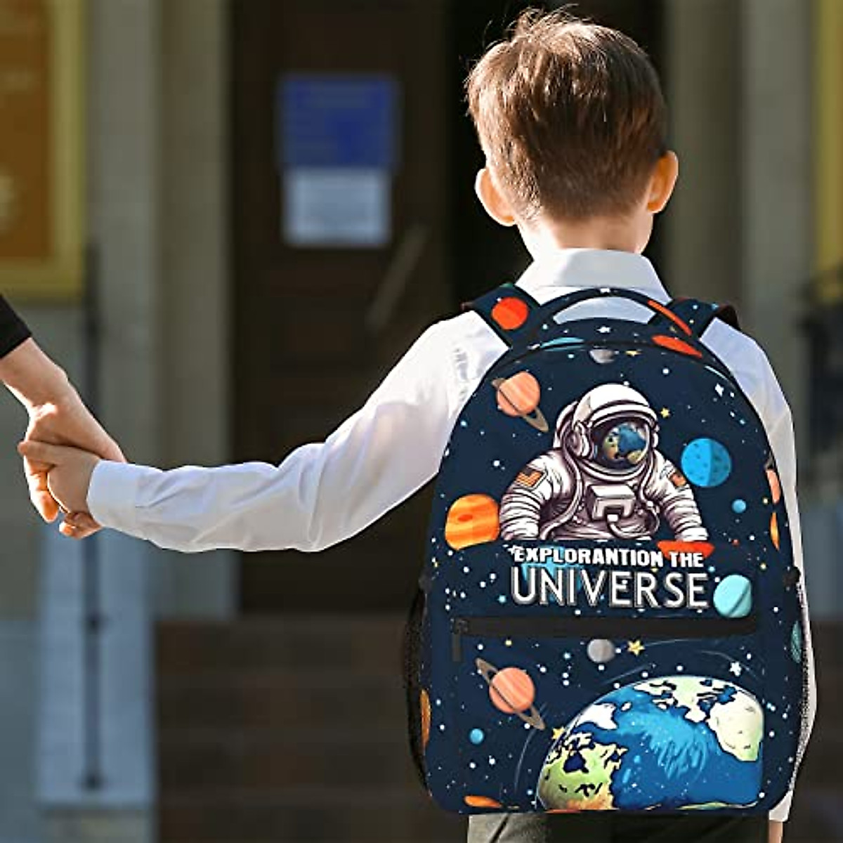 Galaxy Space Astronaut Backpack for Men Blue Planet Print Bookbags for Men Lightweight Waterproof Adjustable Strap Bags Travel Daypack Laptop Backpack