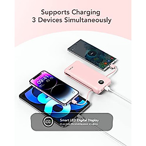 VRURC Portable Charger 20000mAh, Fast Charging Power Bank USB C,4 Output 2 Input Charging Bank Equipped with LED Display,Built-in Wall Plug and Cables,Cell Phone Replacement Battery for Smart Devices