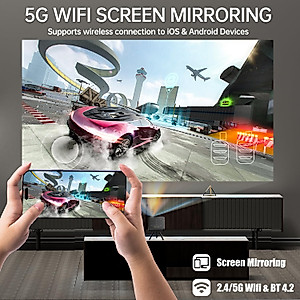 Mini Projector,FEICHEN Portable DLP Projector with 5G WiFi and Bluetooth,Pocket Projector,Support 1080p & 4K HDMI Outdoor Projector for Home Theater,Rechargeable Pico Projector for iPhone Android