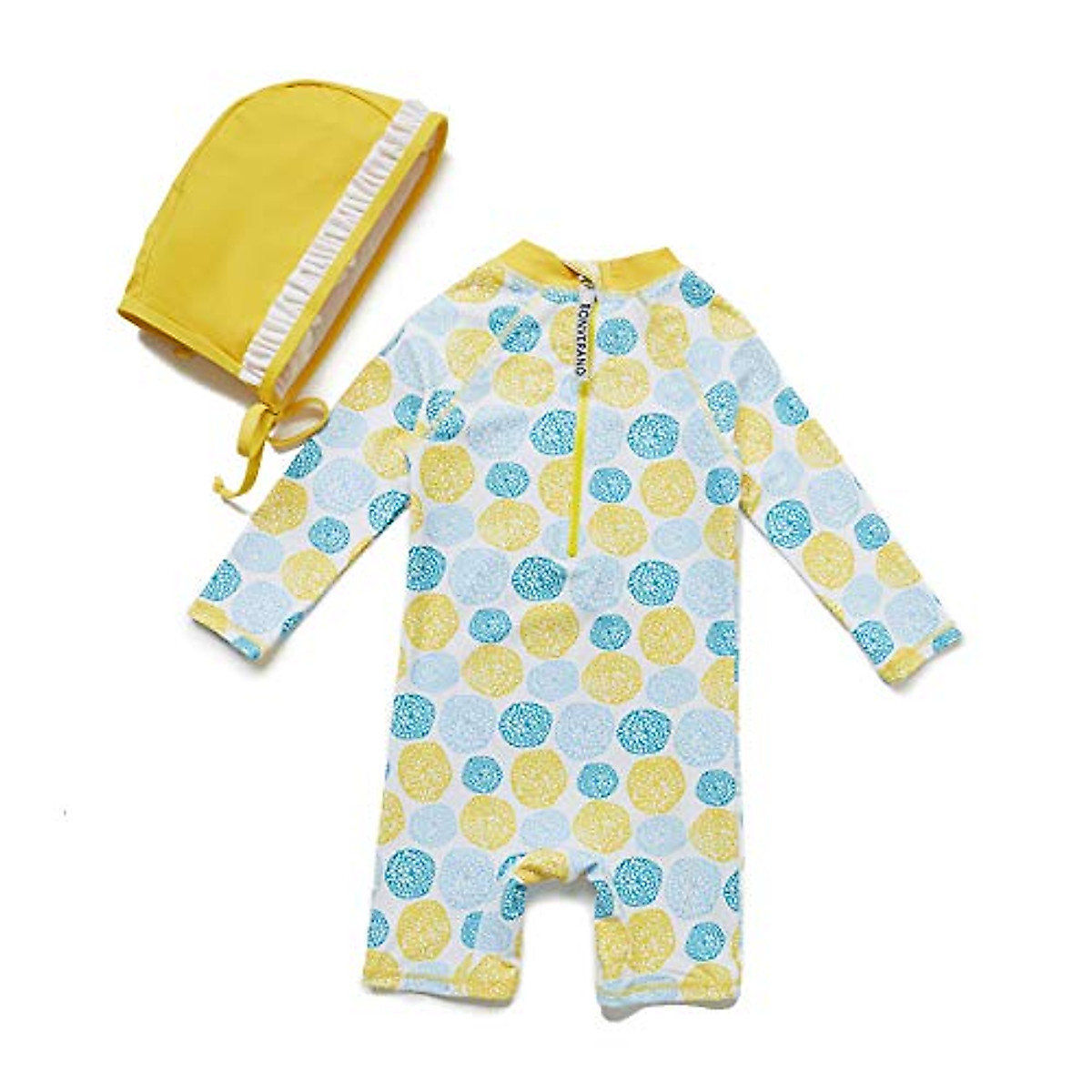 Baby/Toddler Girl One Piece Swimsuit Long Sleeve with UPF 50+ Sun Protection (Yellow, 3-6 Months)