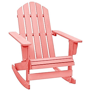 Tidyard Patio Adirondack Rocking Chair Solid Fir Wood Pink Outdoor Fire Pit Chair Wooden Garden Armchair for Porch Pool Lawn Deck Backyard Balcony Outdoor