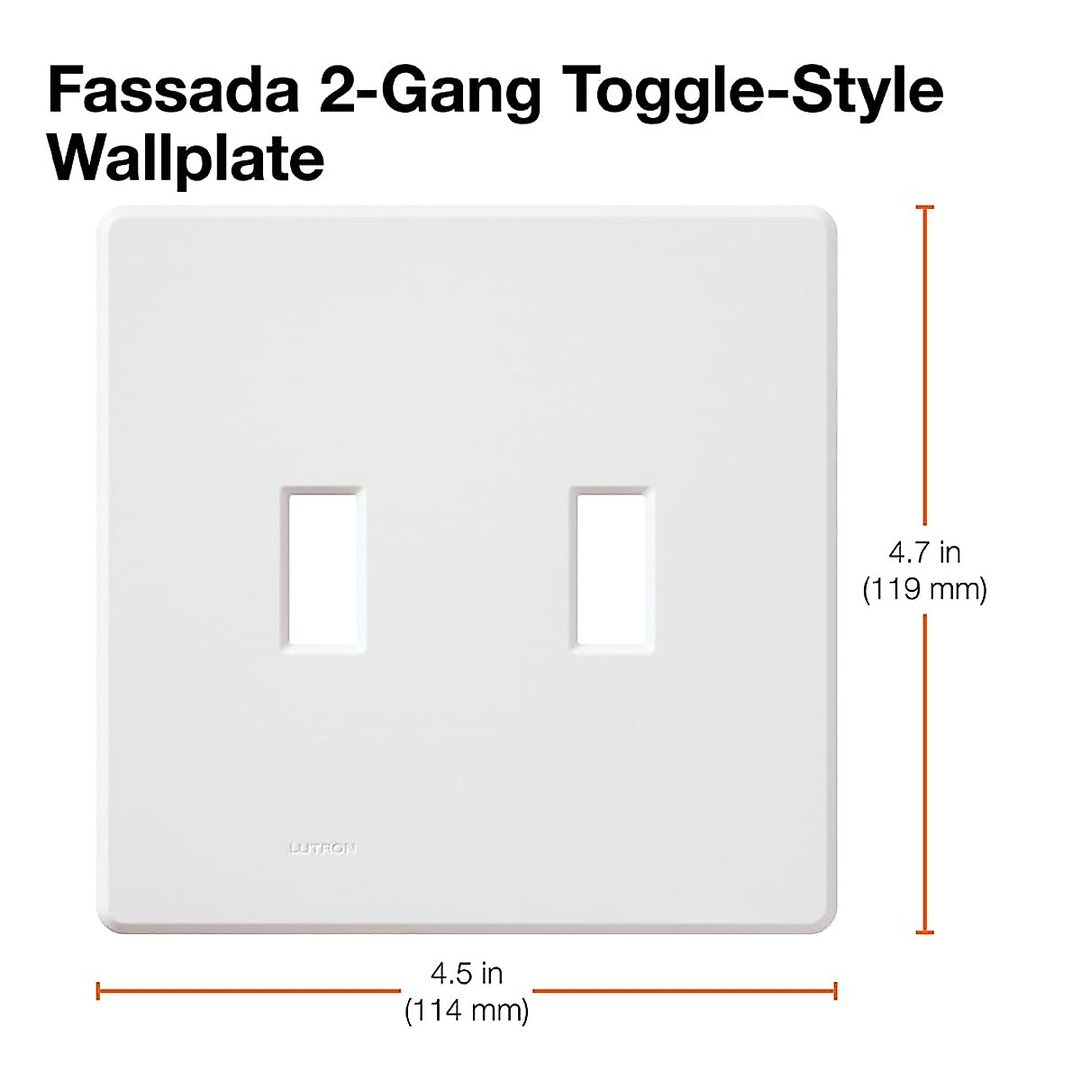 Lutron Fassada 2 Gang Wallplate for Toggle-Style Dimmers and Switches, FG-2-WH, White (1-Pack)
