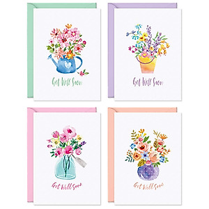 Sweetzer & Orange Bulk Get Well Cards With Envelopes. 24 Get Well Soon Card Assortment. 300gsm Note Cards and Envelopes (120gsm). Thick Greeting Cards and Envelopes, Feel Better Soon Cards.