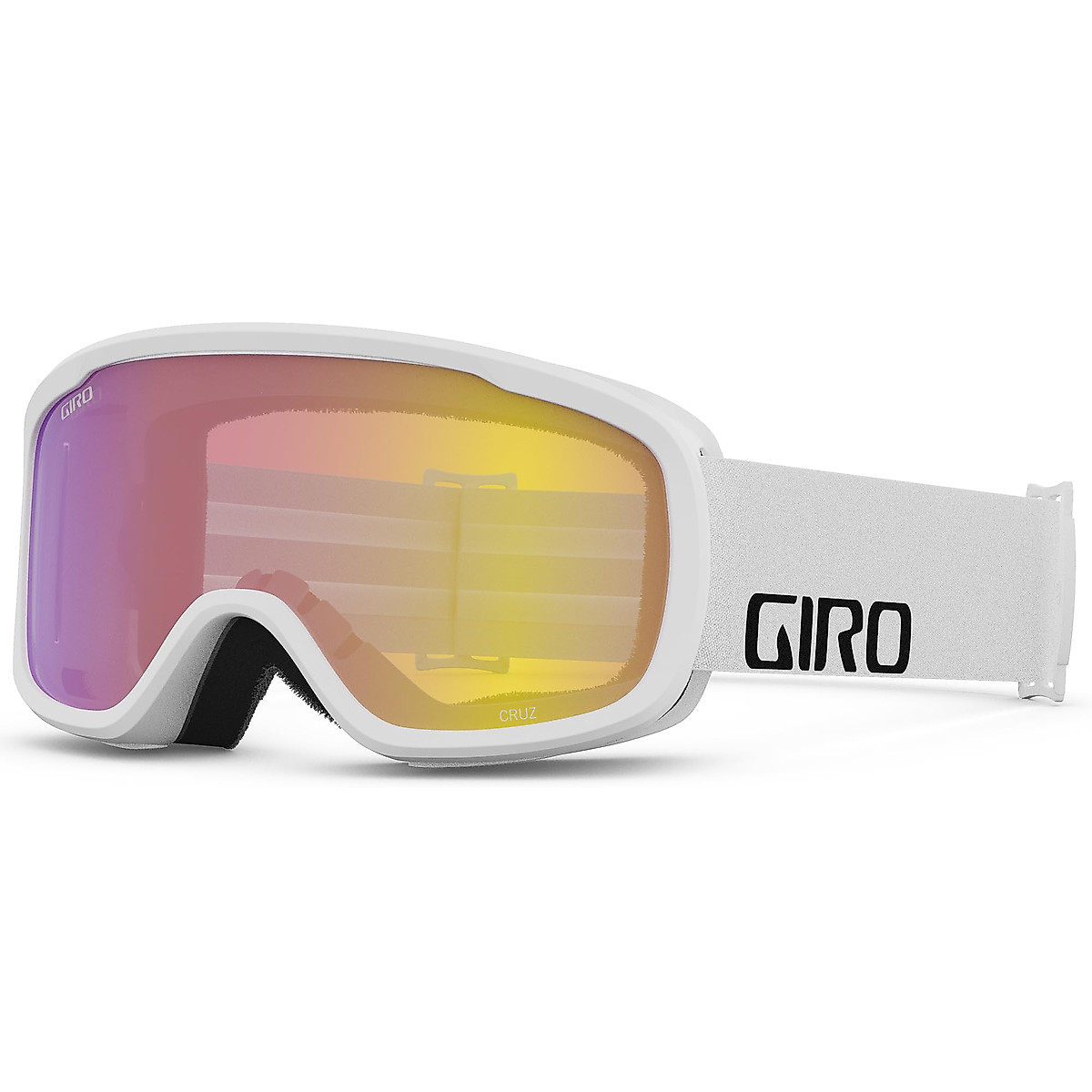 Giro Cruz Ski Goggles - Snowboard Goggles for Men, Women & Youth - Anti-Fog - OTG - White Wordmark Strap with Yellow Boost Lens