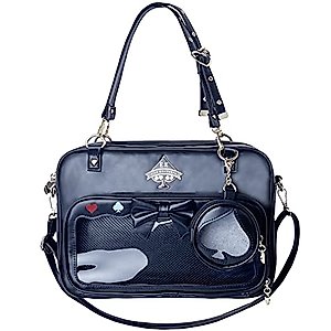 Eien Kaliforua Ita Bag Cute JK Uniform Bag Double Window Sweet PU Leather ita Bag Kawaii Pins Bag+cute small bag