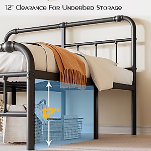 ZIYOO California King Bed Frames with Headboard and Footboard, 14 Inch High, Heavy Duty Steel Slats Up to 3500lbs Support, No Box Spring Needed, Easy Assembly, Noise-Free Platform-Black