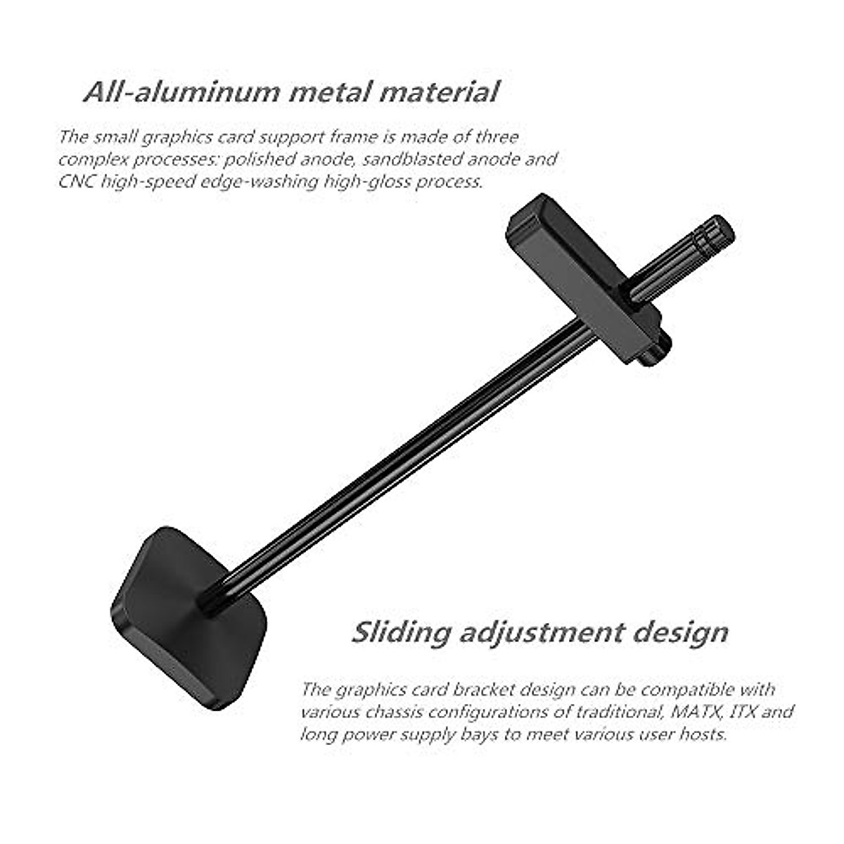 MHQJRH Graphics Card GPU Brace Support, Video Card Sag Holder Bracket, Anodized Aerospace Aluminum (Black)