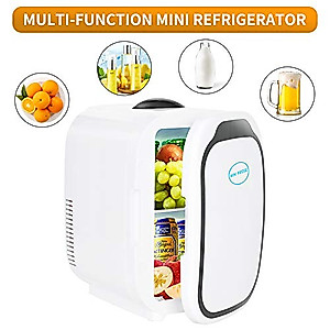 Wistopht 6 Liter Mini Fridge for Bedroom - Mini Fridge Cooler and Warmer,Compact Refrigerator with AC/DC Power, Portable Makeup Skincare & Refrigerator for Office and Car Cooler and Warmer