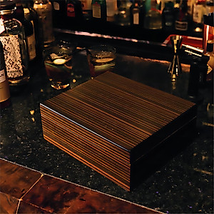 Woodronic Handmade Cigar Humidor with Cigar Accessories for 30-50 Counts, Cigar Starter Kit with Hygrometer, Humidifier, Cigar Cutter, Ashtray, Spanish Cedar Lining & Divider, Great Gift for Fathers