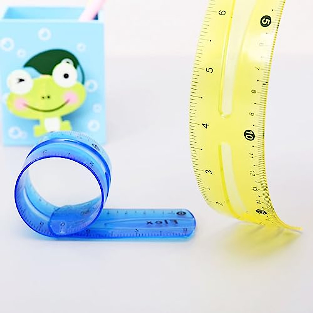 BELOWSYALER Flexible Ruler,2Pcs Color Flexible Rulers Soft Bendable Plastic Rulers Duals Scale Bendable Flexible Rubber Rulers Clear Straight Ruler