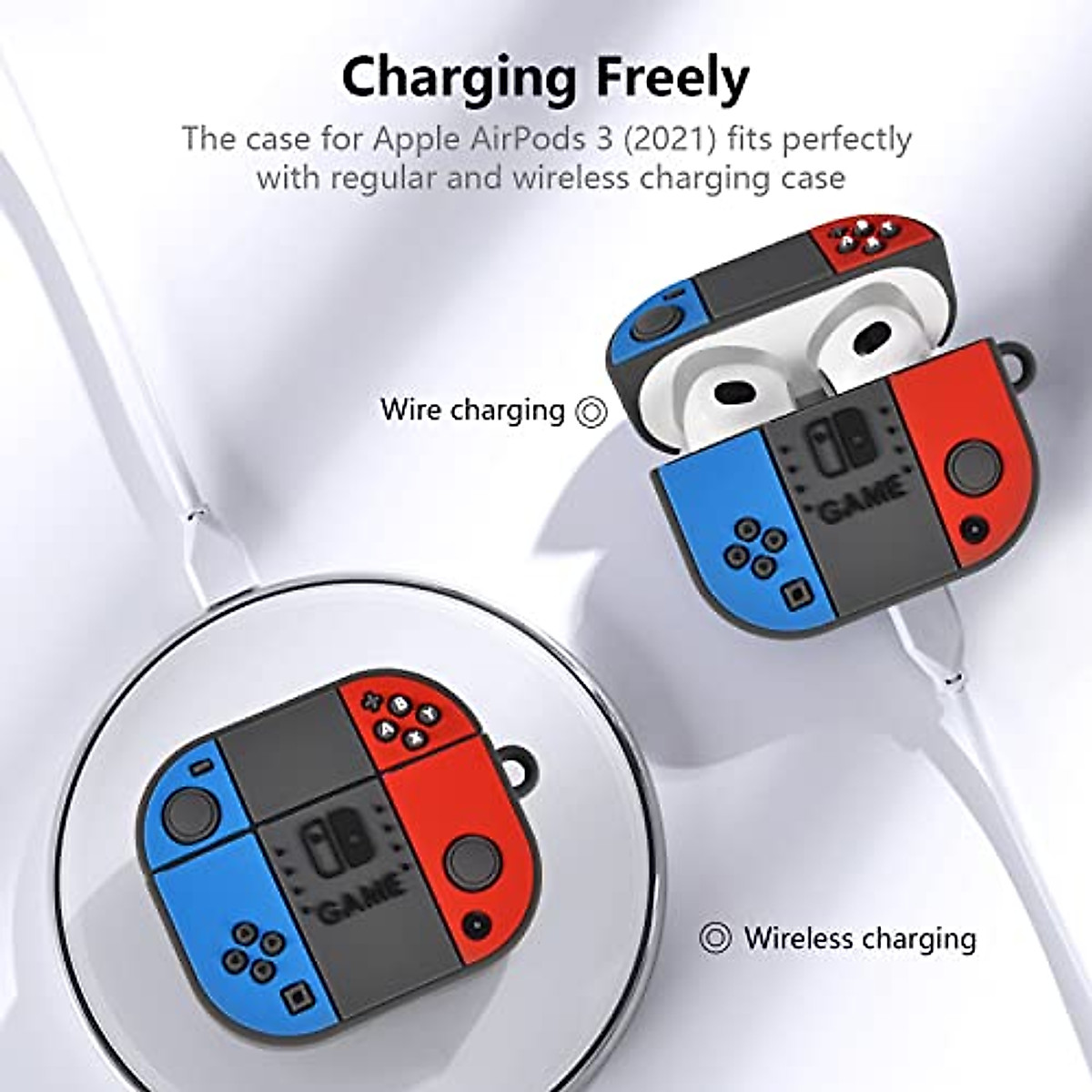 QINGQING Airpods 3rd Generation Cases 2021 Switch Case for Airpods 3 Case Cover Men Kids Teens Boys Wireless Charging Case with Keychain Accessories for Apple Gen 3