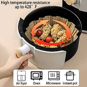 200Pcs Air Fryer Disposable Paper Liner, Round Non-Stick Air Fryer Liners Parchment Paper for Air Fryer Baking Roasting Microwave Oven (6.3 inch)