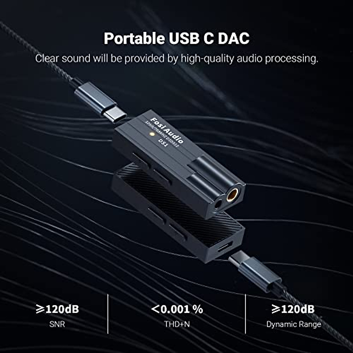Fosi Audio DS1 DSD512 HiFi USB C DAC ES9038Q2M Mini Audio Headphone Amp Adapter Supports 32bit/768kHz with 4.4MM and 3.5MM Dual Headphones Outputs Compatible with Smartphones/Laptop/PC/Music Players…