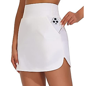 THE GYM PEOPLE Women's Golf Skort Tennis High Waist Lightweight Athletic Casual Skirts Built-in Shorts with 4 Pockets White