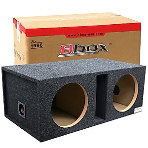 Atrend Bbox Dual Vented 10 Inch Subwoofer Enclosure - Car Subwoofer Boxes & Enclosures - Premium Subwoofer Box Improves Audio Quality, Sound & Bass - Red & Black Spring Terminals - Charcoal