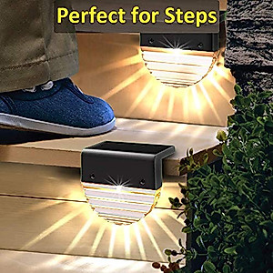 Melunar Solar Deck Lights, Solar Step Lights Outdoor Waterproof Led Solar Fence Lamp for Stairs,Yard, Garden Pathway, Patio, Step and Fences, 10 Lumens, Warm White/Color Changing Lighting (2 Pcs)
