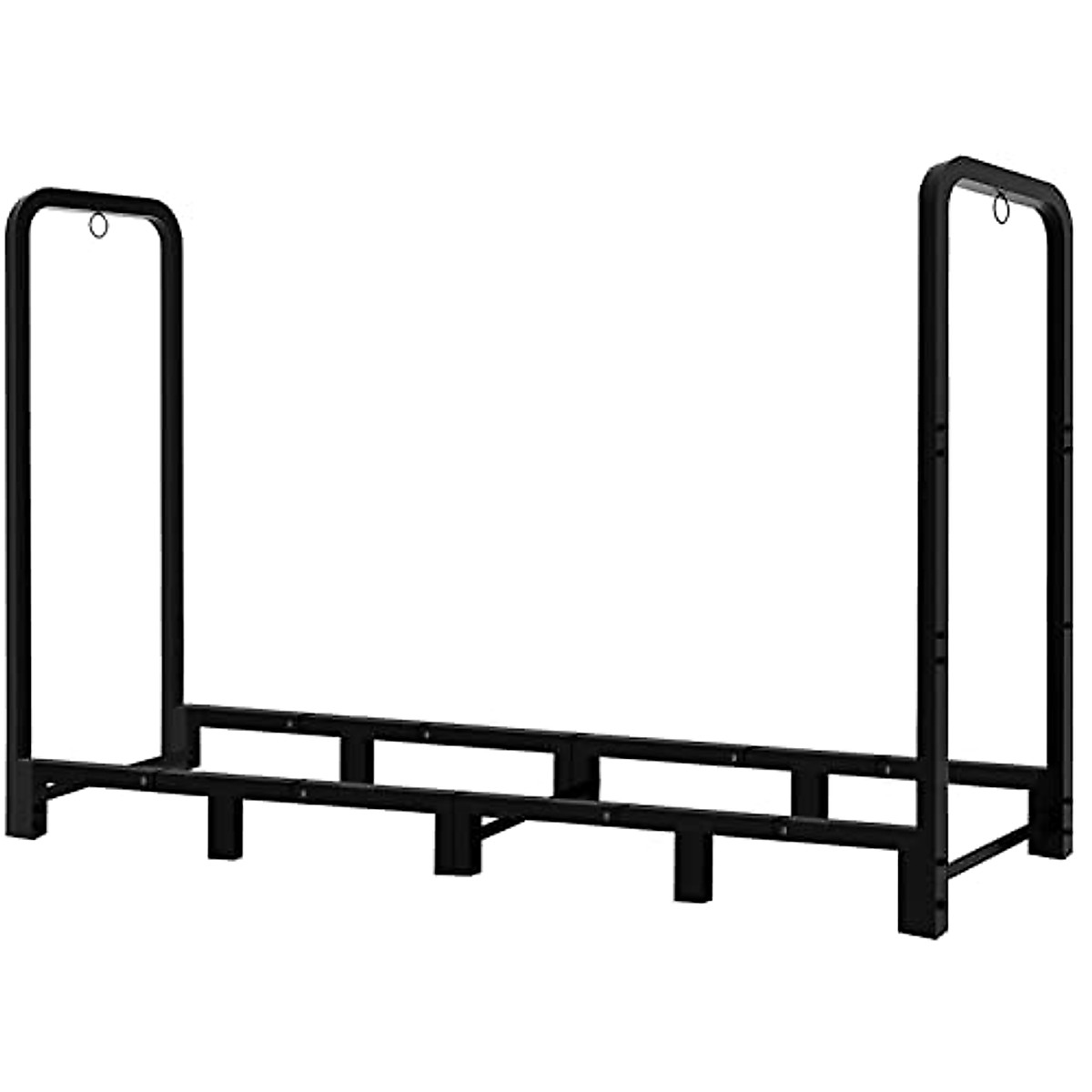 Fandature 8Ft Firewood Rack Adjustable Fireplace Wood Holder For Outdoor Indoor Storage Log-Heavy Duty Fire Log Lumber Stand Stacker, Black