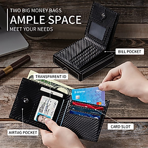 Mens Wallet for Apple AirTag, RFID Blocking Minimalist Front Pocket Air Tag Wallet, Large Bifold Mens Wallet RFID Blocking with ID Windows
