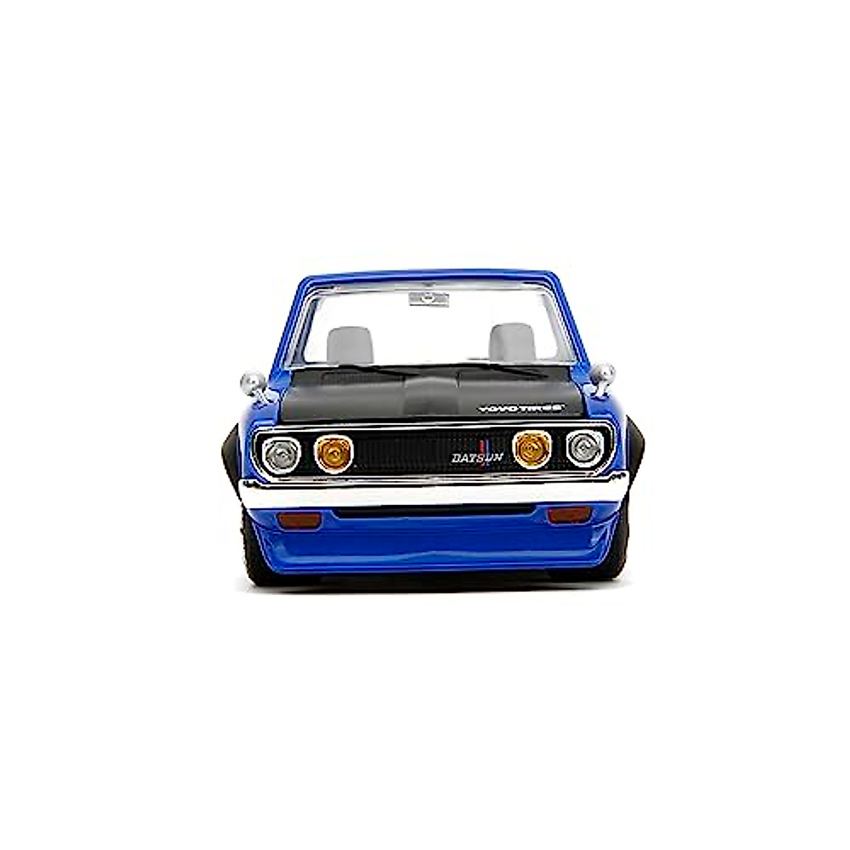 Just Trucks 1:24 Datsun 620 Pickup Die-Cast Truck w/Tire Rack, Toys for Kids and Adults(Blue/Black Stripe)