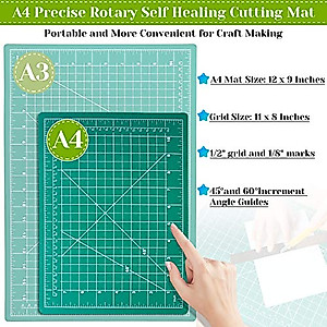 Rotary Cutter Set, Audab Self Healing Sewing Mats Rotary Cutter and Mat 45mm Rotary Fabric Cutter Set with 2 Blades Rotary Cutting Mat for Crafts Fabric Quilting Hobby (9" x 12" (A4))