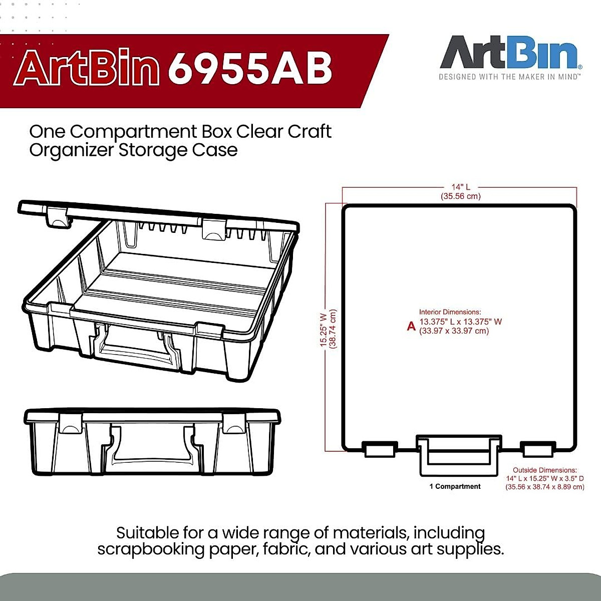 ArtBin 6955AB Super Satchel 1-Compartment Box, Translucent Clear