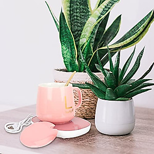 LIFKOME Coffee Mug Warmer with Mug Set Coffee Cup Warmer USB Heating Water Cup Drinking Cup Coffee Cup Mug Warmer for Desk with Auto Shut Off-with Gift Box