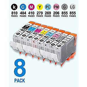 Compatible CLI-42 Ink Cartridges Replacement for Canon CLI-42 CLI42 Pixma PRO-100 Ink Work for Pixma Pro100 Printer, (8 Combo Pack, C42BK C42C C42M C42Y C42PC C42PM C42GY C42LGY)