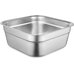 yeesport Stainless Steel Washing Up Bowl, Multi-Purpose Dish Tub for Sink, Large Square Container for Kitchen, Vegetable Washing Basin, Durable Dishpan for Home