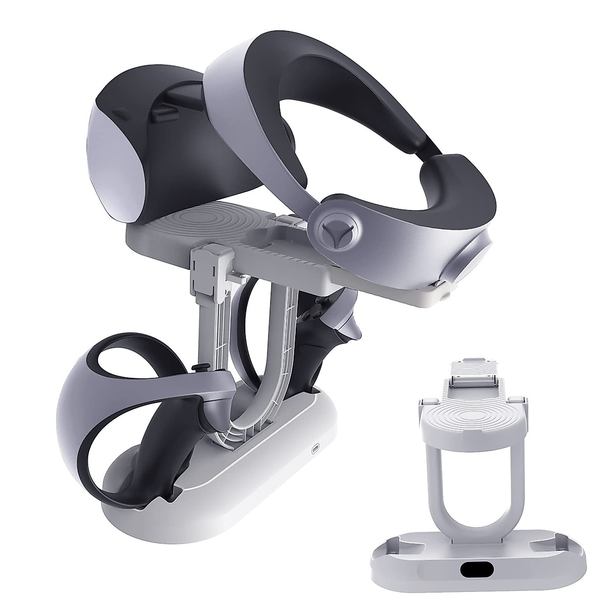 Babaliya Handle Charging Station for PS VR2, Stand Controller Charging Stand with Glasses Stand Display Lamp for PS5 VR, Handle Charging Base Seat with Stowable Glasses Bracket Game Accessories